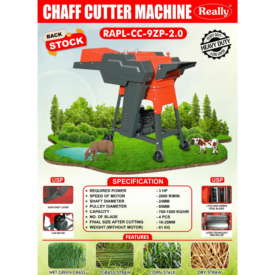 REALLY Heavy Duty 3 HP Chaff Cutter without Motor RAPL-CC-9ZP-2.0 ...